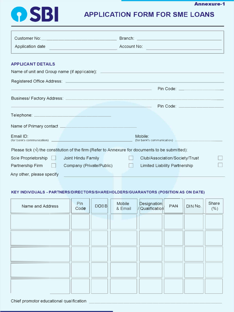 SME Loan Application Form | PDF | Banks | Mortgages