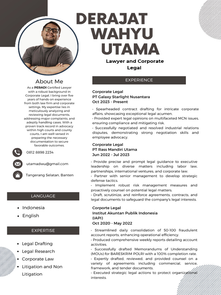 CV Derajat Wahyu Utama - Legal 2024 - Portofolio - Derajat Wahyu Utama - Legal 2024 | PDF ...