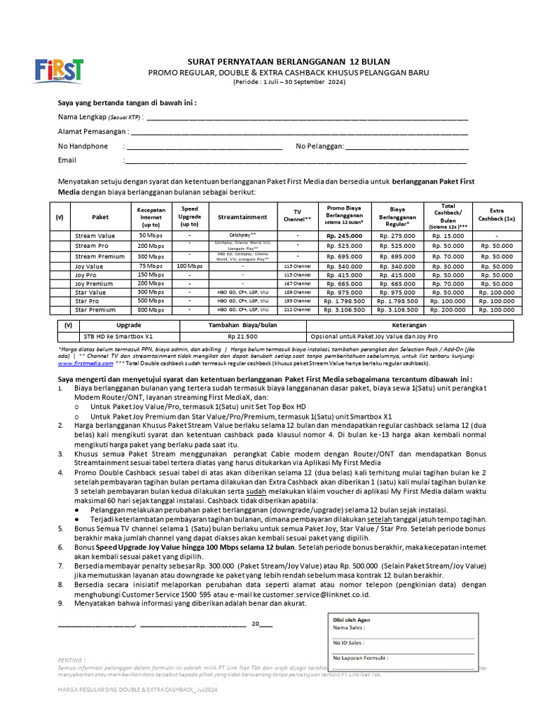 SKB LOA First Media - GO Double & Extra CB Jul 2024 | PDF