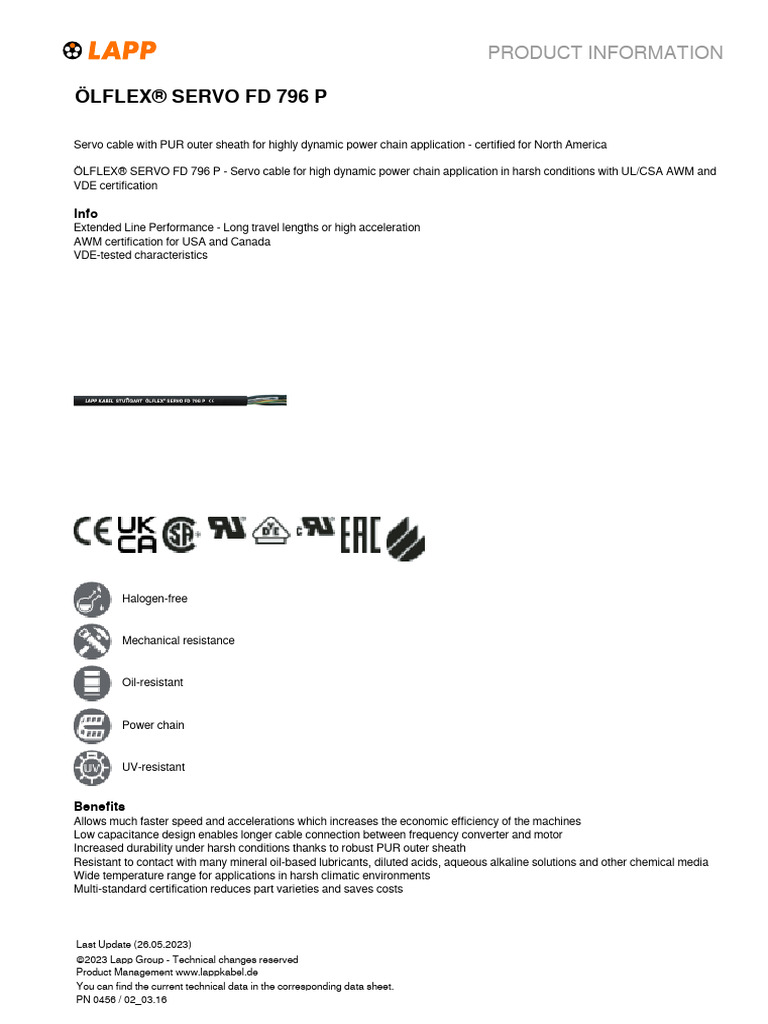 Lapp Servo 796p | PDF | Wire | Electrical Engineering