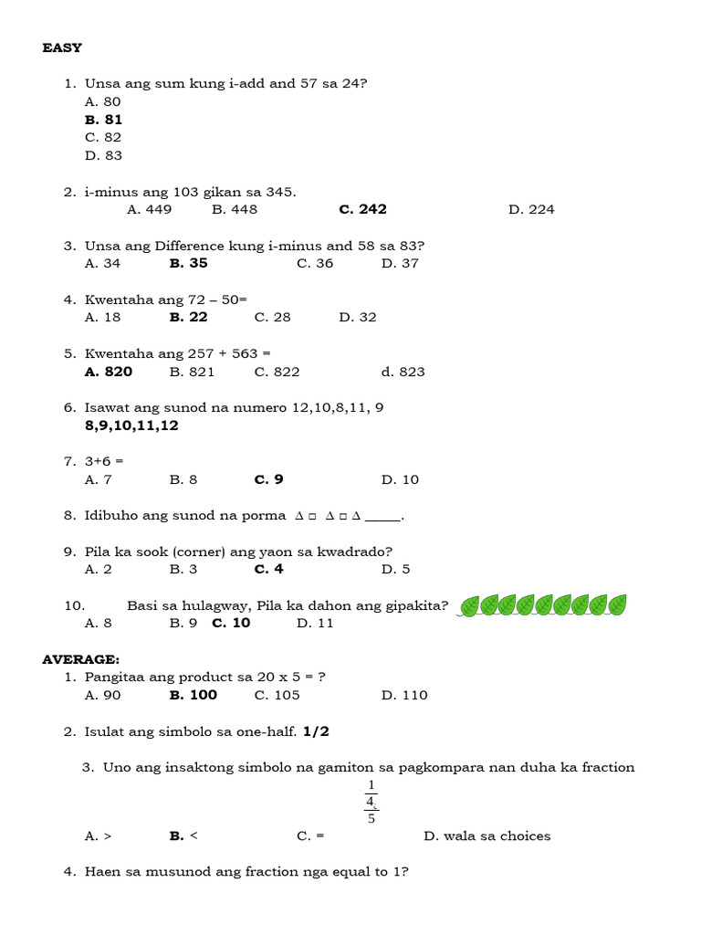 Math Questions 1 3 | PDF