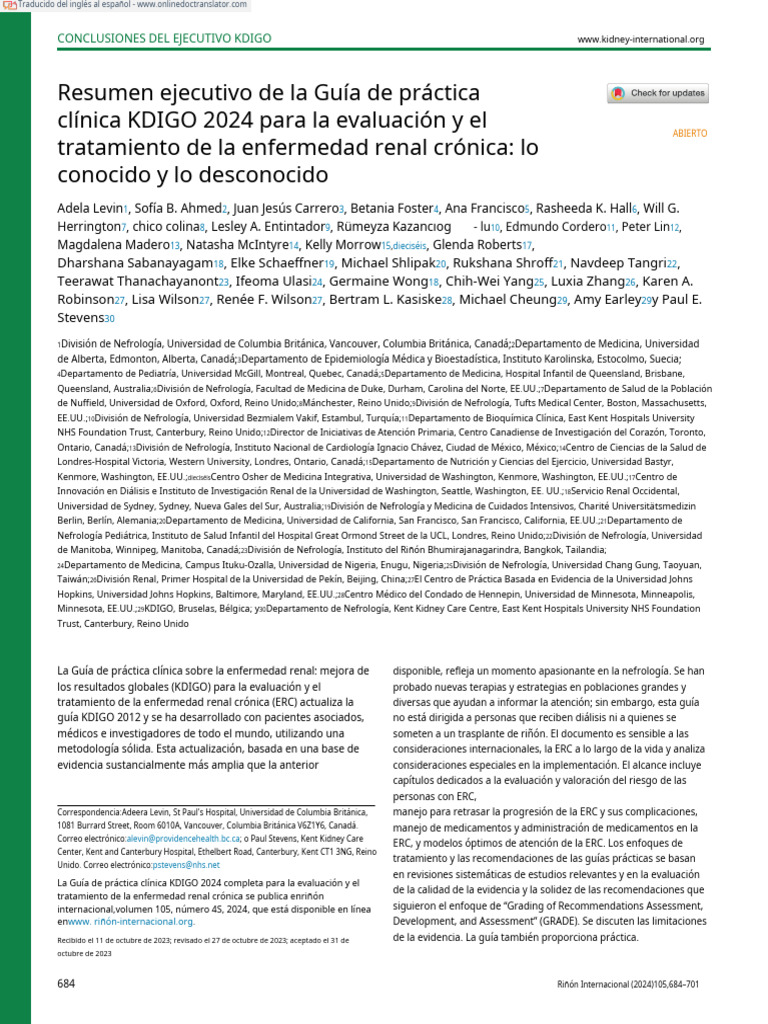 Guia Kdigo 2024 Manejo (1) .En - Es | PDF | Riñón | Medicina