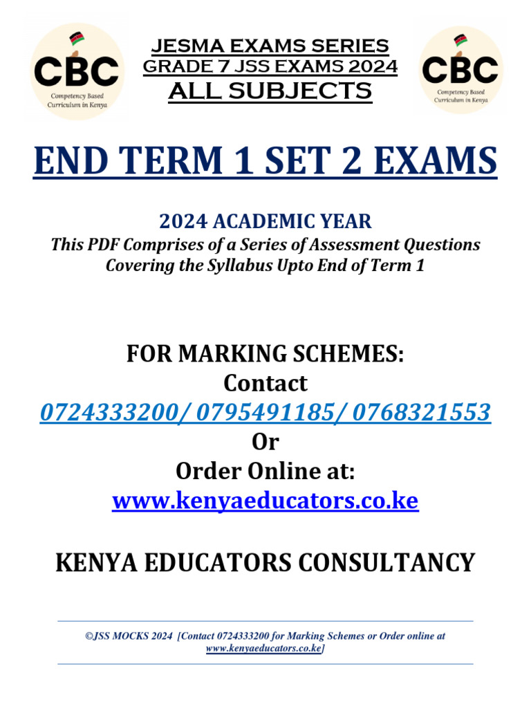 Grade 7 Jss Et1 s2 Exams 2024 | PDF