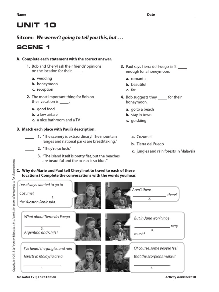 UNIT 10 TV Activity Worksheets | PDF