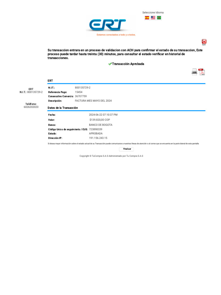 Sistema de Pagos Ert | PDF