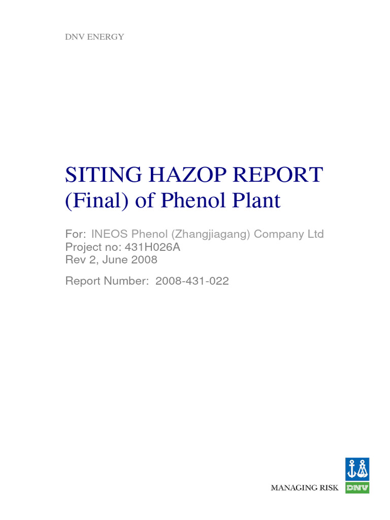 Siting HAZOP Report for Phenol Plant | PDF