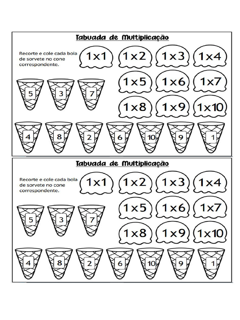 Multiplicação - Sorvete de Tabuada | PDF