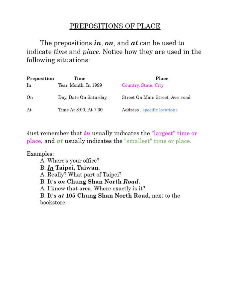 Understanding Prepositions of Place | PDF | Earth Sciences | Physical ...