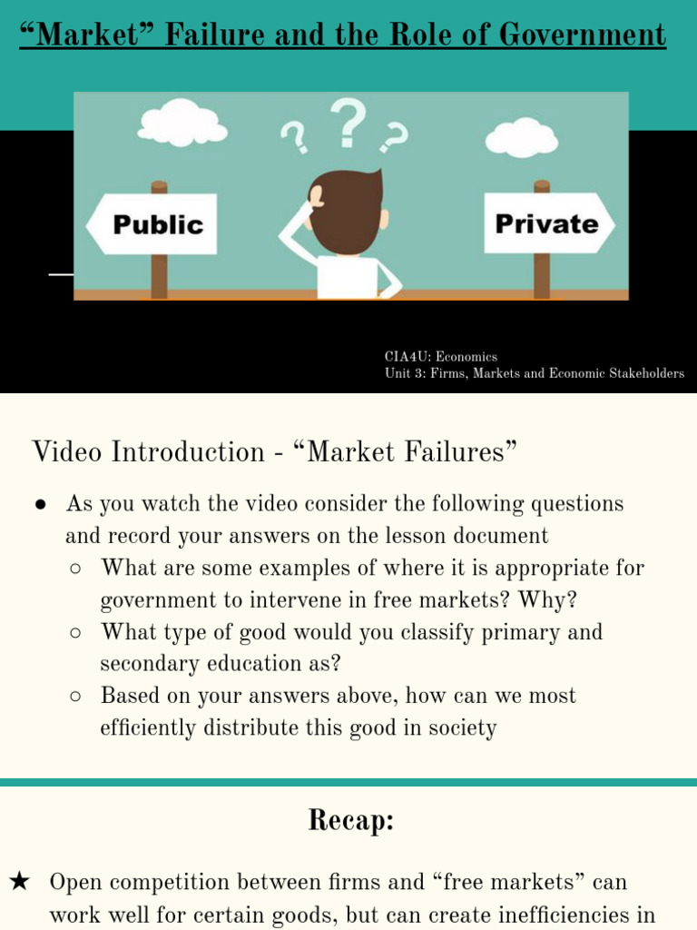 Government Role in Market Failures | PDF | Goods | Market (Economics)