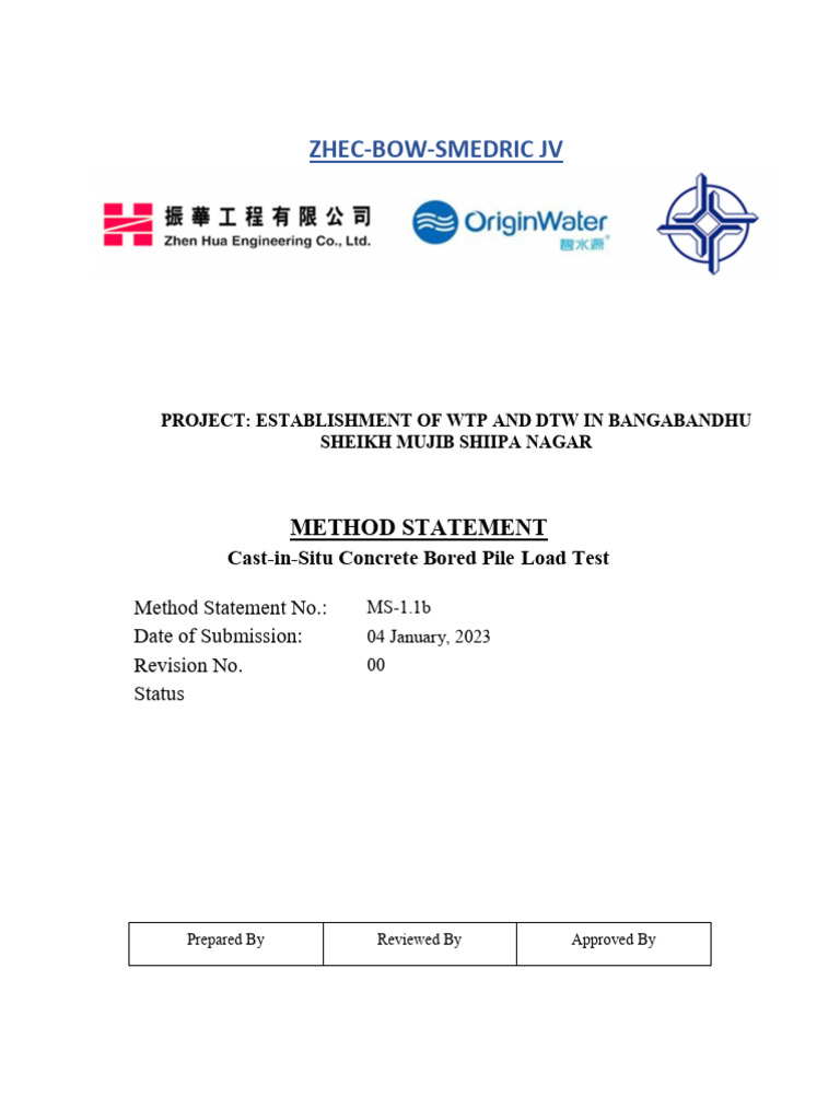 Bored Pile Load Test Method Statement | PDF | Deep Foundation | Calibration