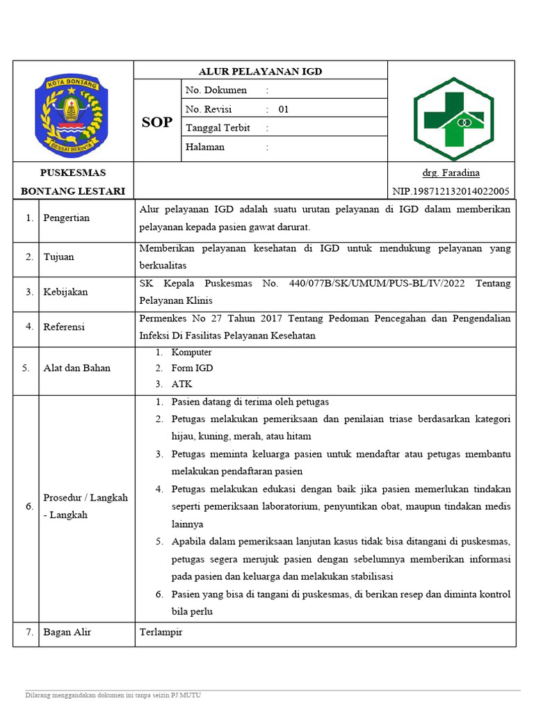 SOP Alur Pelayanan Igd | PDF