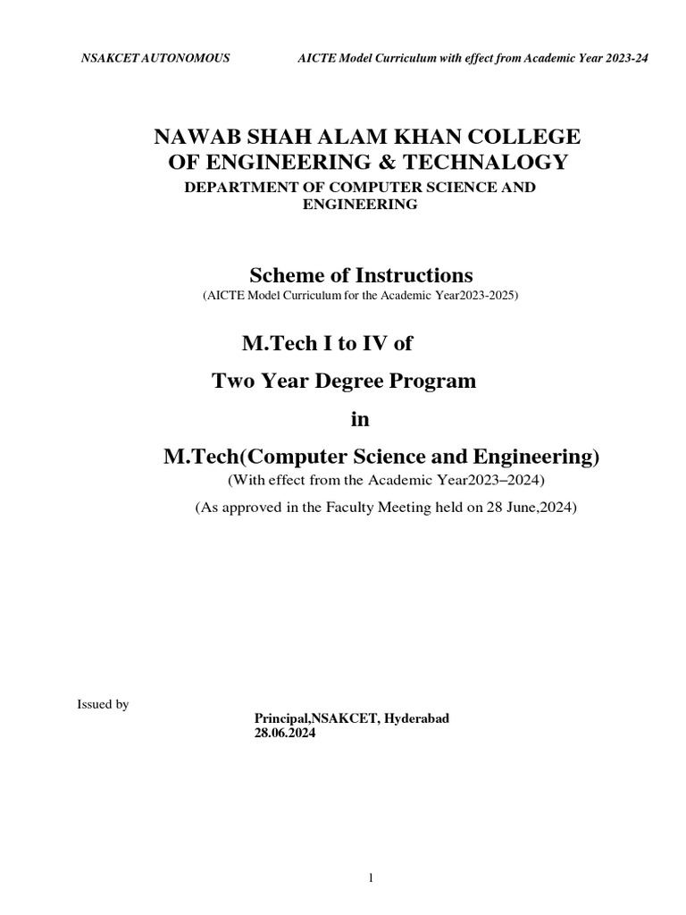 MTech CSE SCHEME Draft Final | PDF | Engineering | Computing