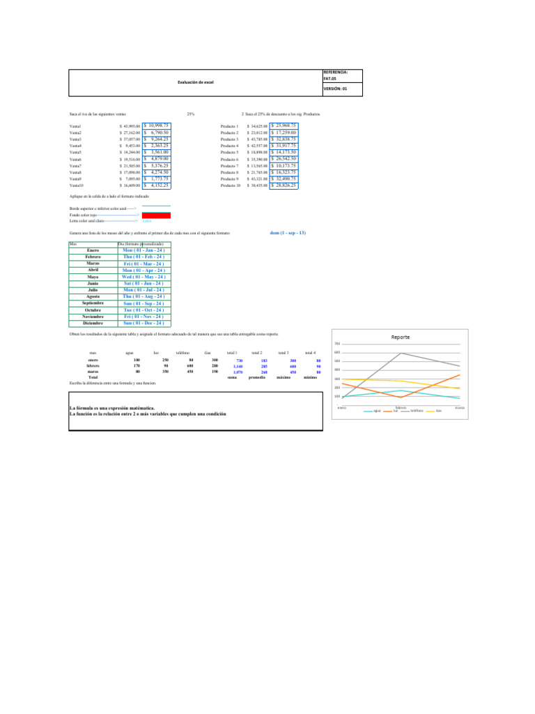 FAT. 05 Evaluación de excel.V.1 | PDF