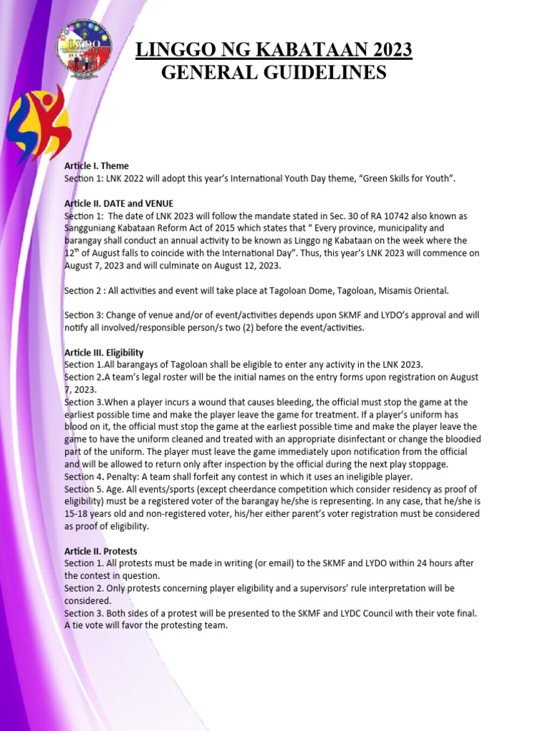 Linggo NG Kabataan 2023 Guidelines Final | PDF | Justice | Crime & Violence
