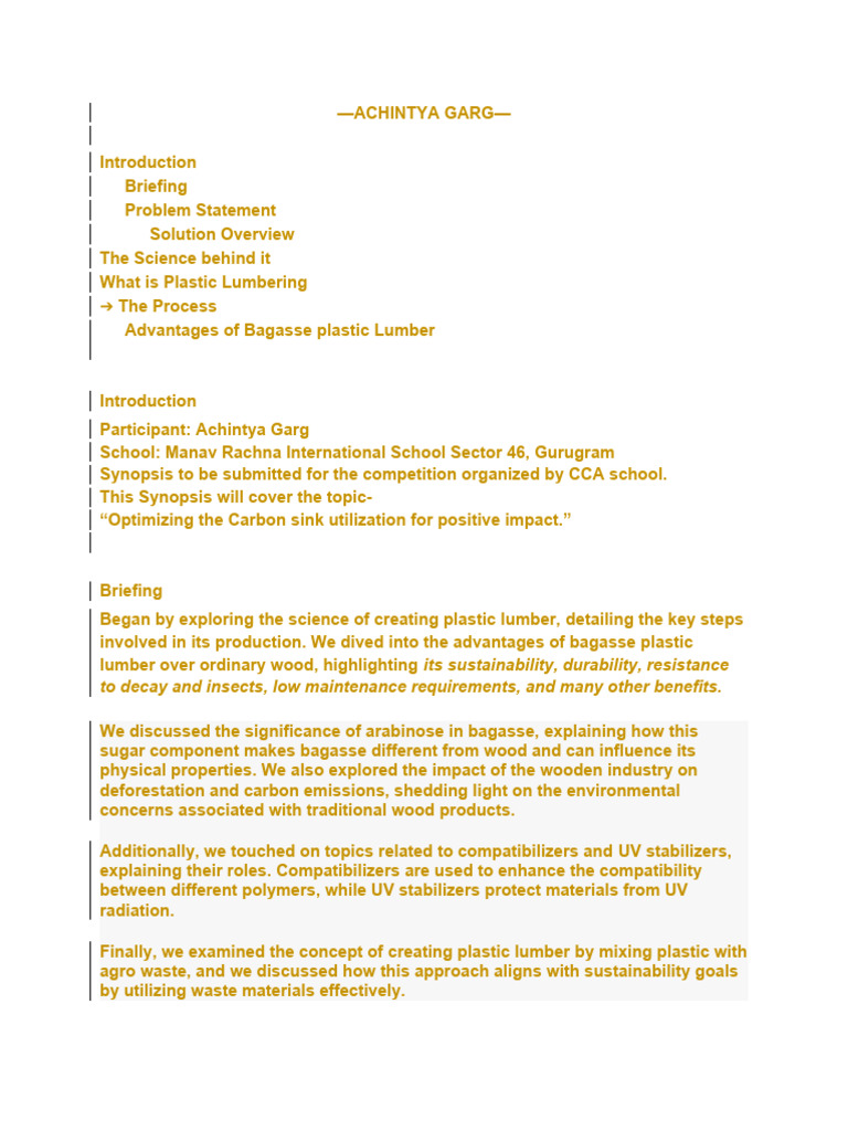 Sustainable Bagasse Plastic Lumber Benefits | PDF | Plastic | Logging