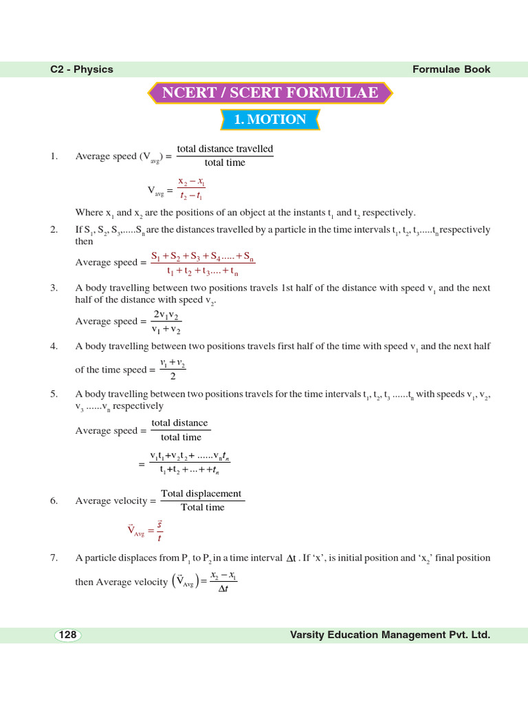 C2 Physics Formulae Book | PDF | Velocity | Speed