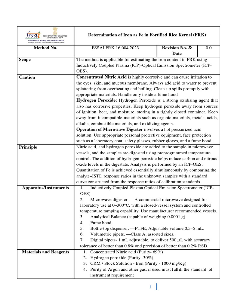 Method - For - Iron in - FRK - ICP-OES | PDF | Detection Limit | Iron