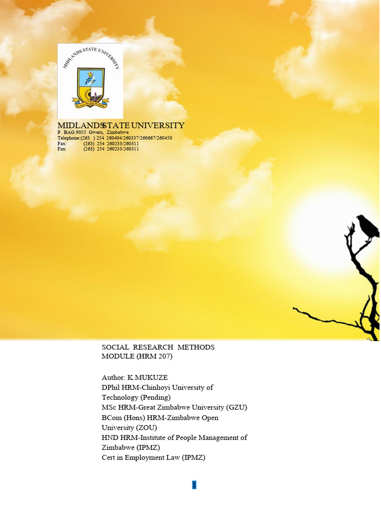 Social Research Methods Module-Hrm 207-1 | PDF | Methodology | Hypothesis