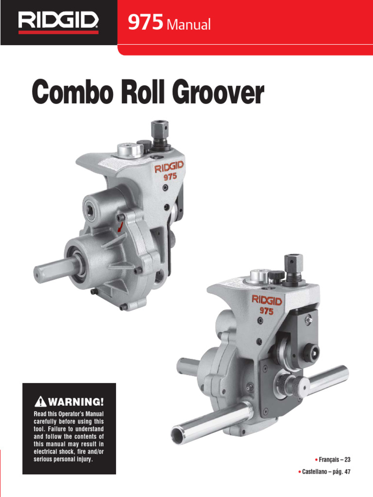 975 Combo Roll Groover Manual | PDF | Pipe (Fluid Conveyance) | Screw