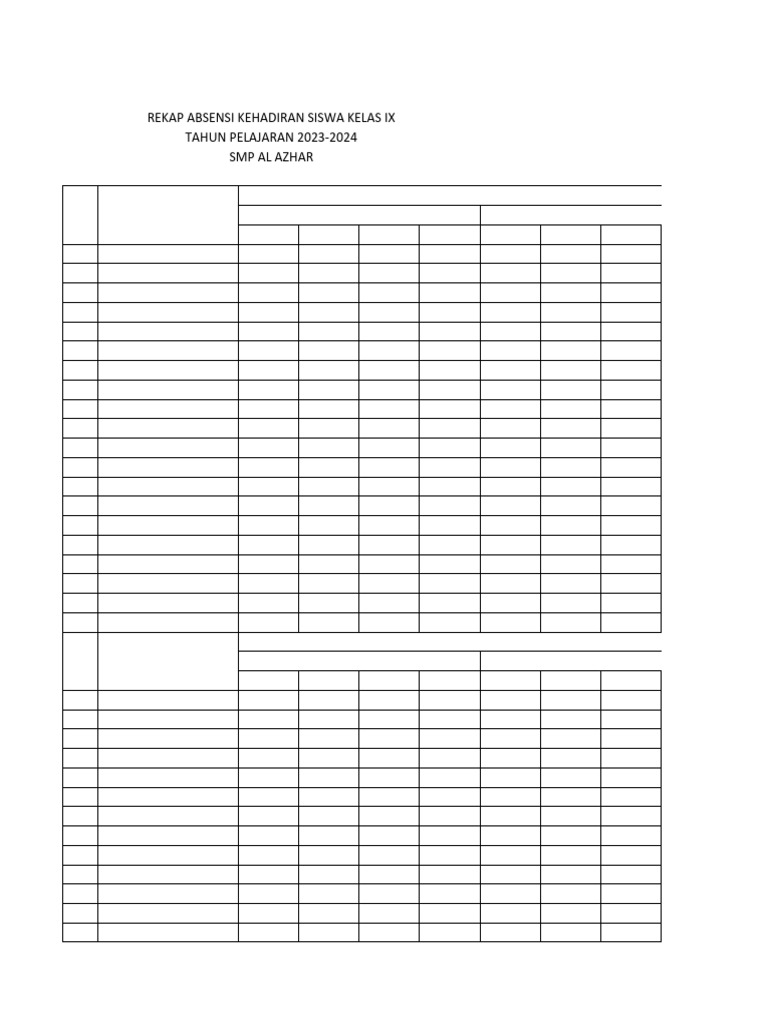 Rekap Absen Kelas Vii Dan Viii SMP | PDF