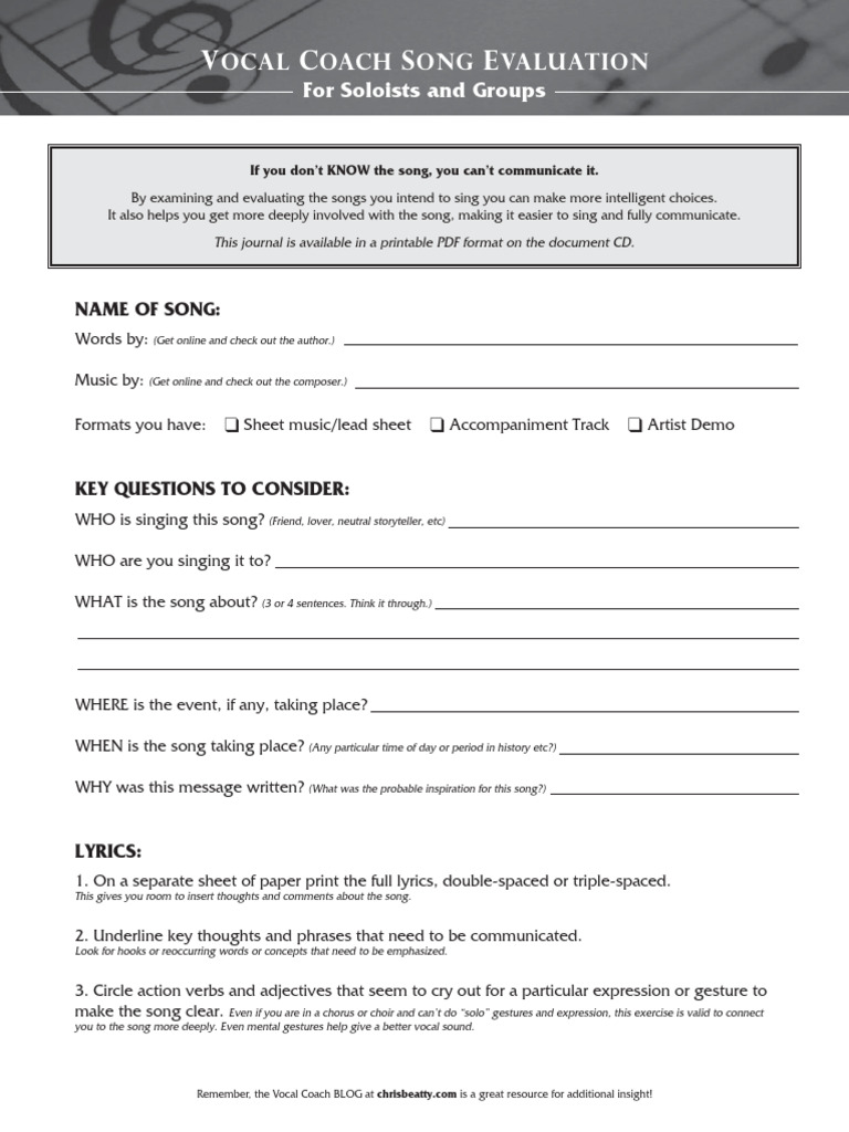 Song Evaluation and Analysis Guide | PDF | Language Arts & Discipline | Art