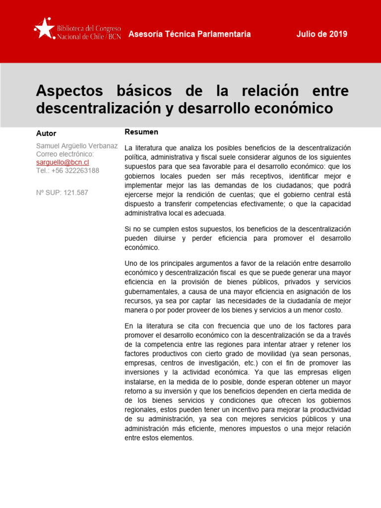0 - Aspectos Basicos de La Relacion Entre Descentralizacion y Desarrollo Economico | PDF ...
