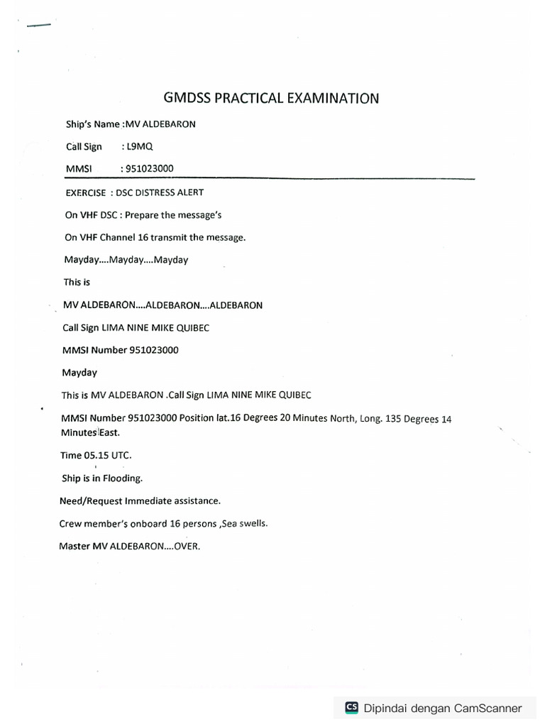 GMDSS PRACTICAL EXAMINATION | PDF
