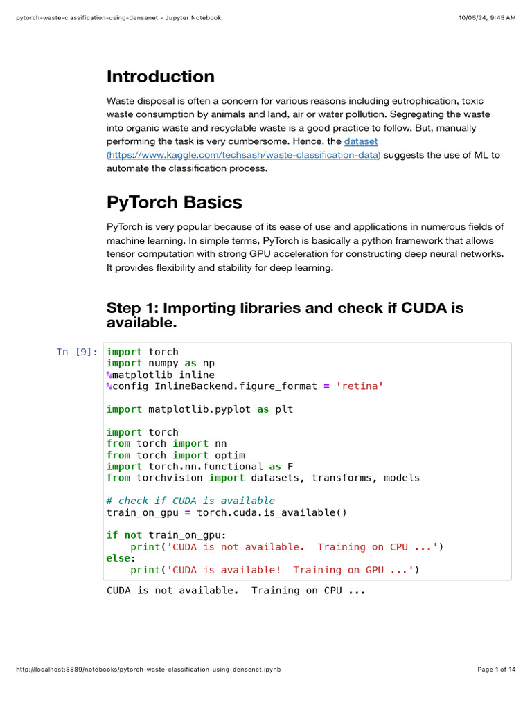 Pytorch Waste Classification Using Densenet Jupyter Notebook | PDF | Computing | Computer ...
