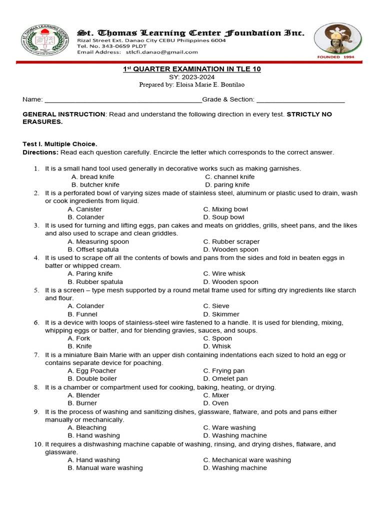 Tle 10 | PDF | Food And Drink Preparation | Cooking