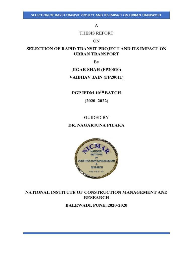 Selection of Rapid Transit Project and It's Impact On Urban Transport | PDF | Public Transport ...