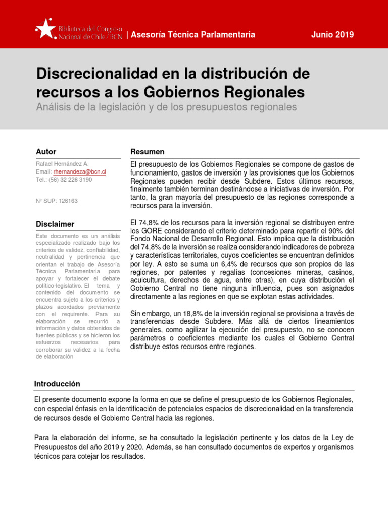 Discrecionalidad en Recursos Regionales | PDF | Presupuesto | Gobierno ...