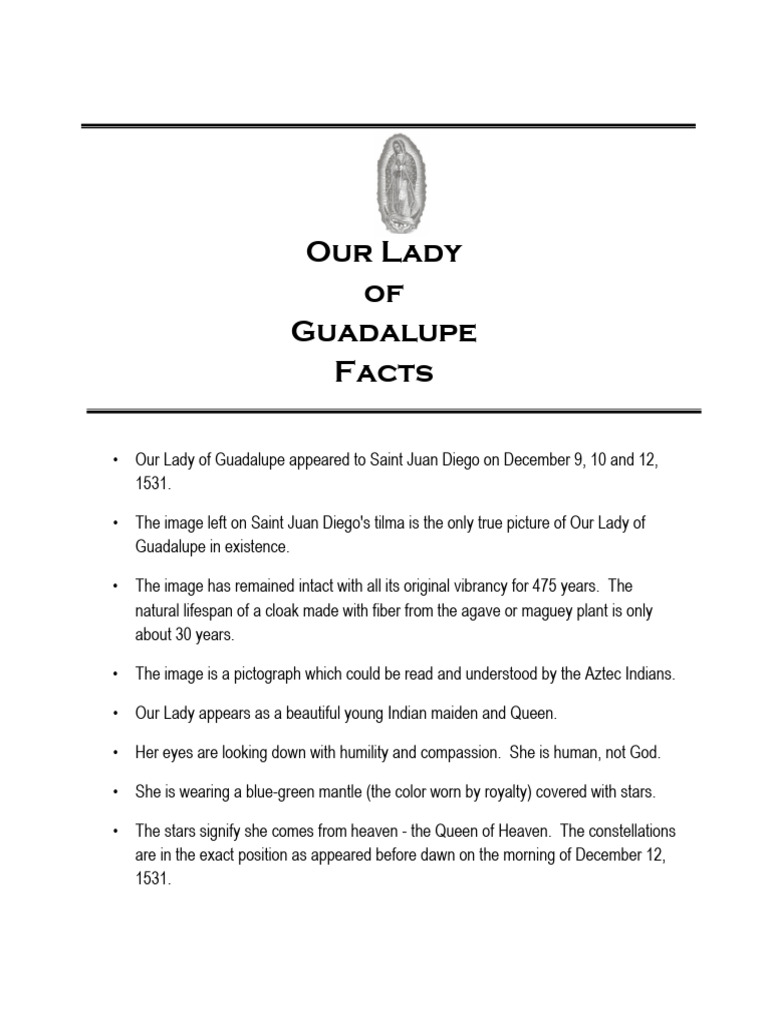 Our Lady of Guadalupe Facts | PDF
