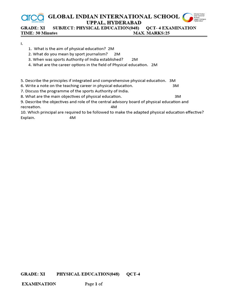 Class-11 QCT-1 QP 2024 | PDF