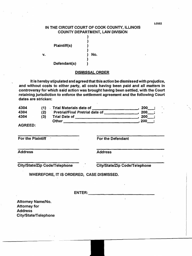 Cook County Case Dismissal Order | PDF