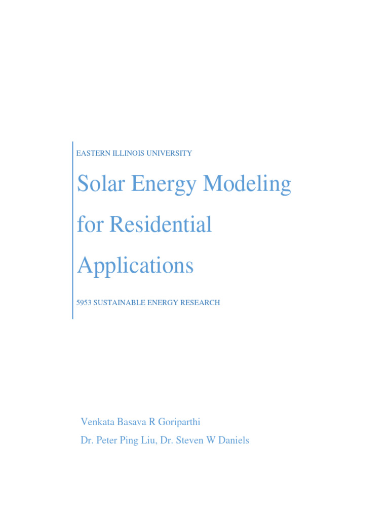 Solar Energy Modeling For Residential Applications GRITS 7 28 2016 ...