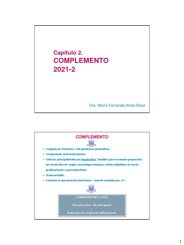 Capitulo 2 Complemento 2021 Parte III | PDF | Sistema complementario | Proteínas