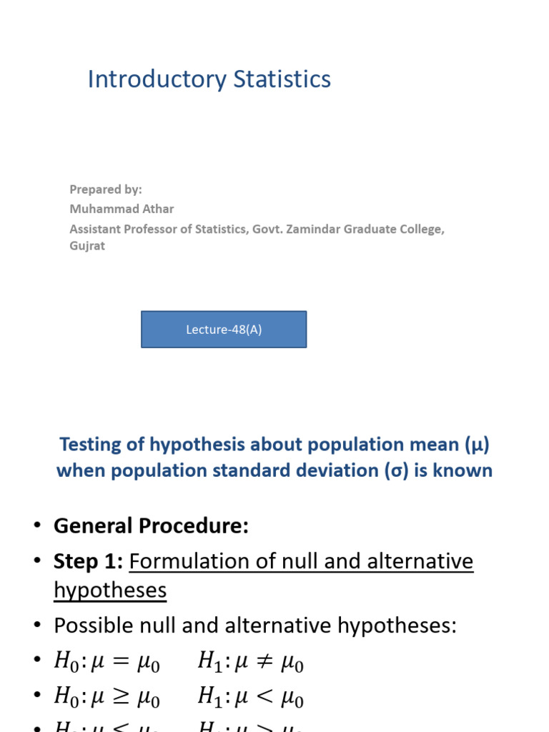 Lecture 48 (A) Hypothesis | PDF | Hypothesis | Null Hypothesis Lecture 48 (A) Hypothesis | PDF | Hypothesis | Null Hypothesis
