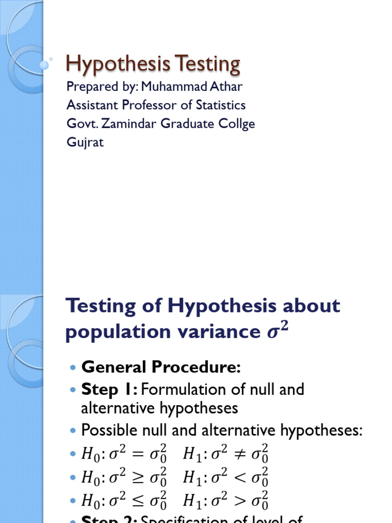 Lecture 51 Hypothesis Testing | PDF | Hypothesis | Null Hypothesis