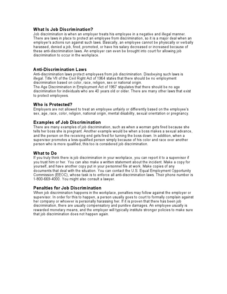 What Is Job Discrimination | PDF | Ageism | Discrimination