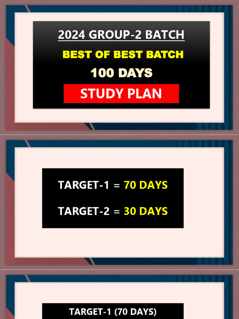 2024 Group-2 Batch Study Plan | PDF
