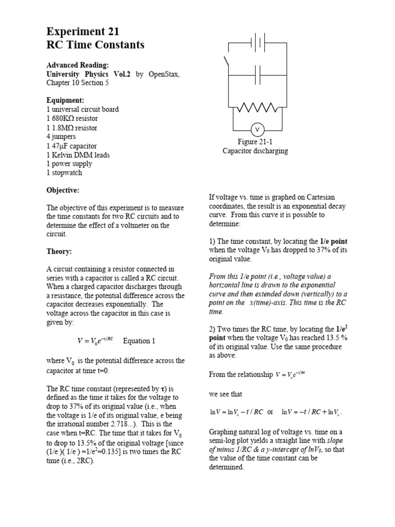 RC Time Procedure | PDF | Voltage | Electrical Network