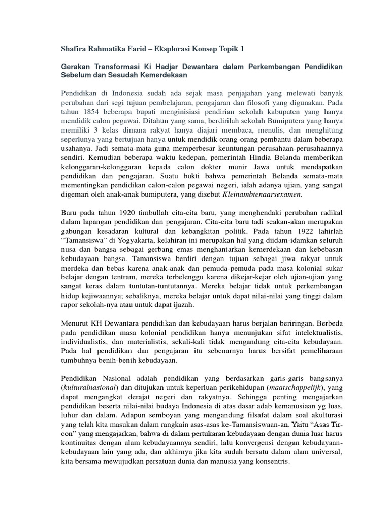 Eksplorasi konsep topik 1 filosofi pendidikan Indonesia | PDF