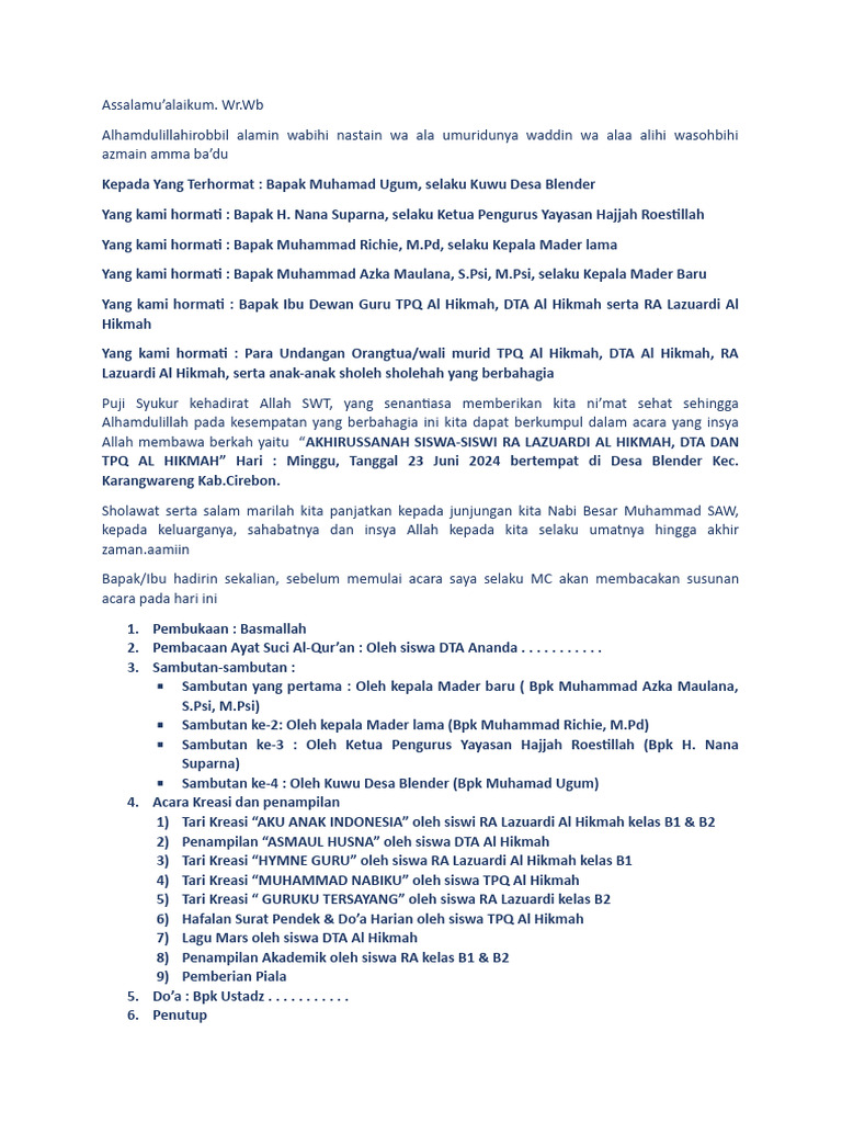 Teks MC Panggung Gembira | PDF