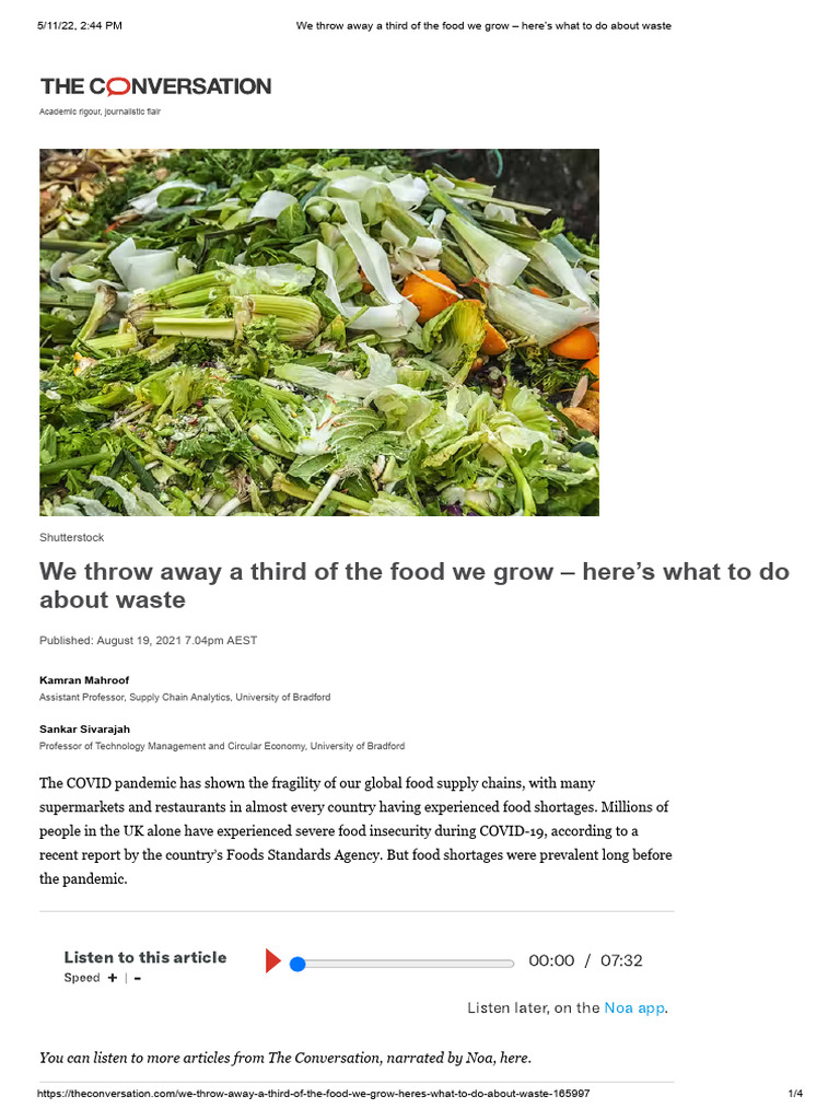 We Throw Away A Third of The Food We Grow - Here's What To Do About Waste | PDF | Agriculture ...