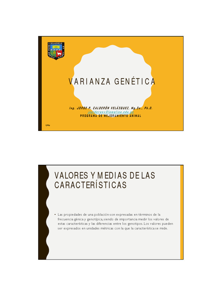 U4a Varianza Genetica - Medias | PDF | Dominancia (Genética) | Cigosidad