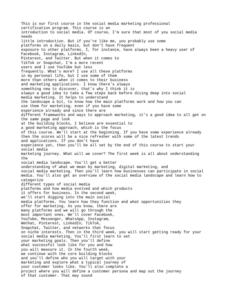 Week 1 - Introduction To SMM Overview | PDF | Popular Culture & Media ...