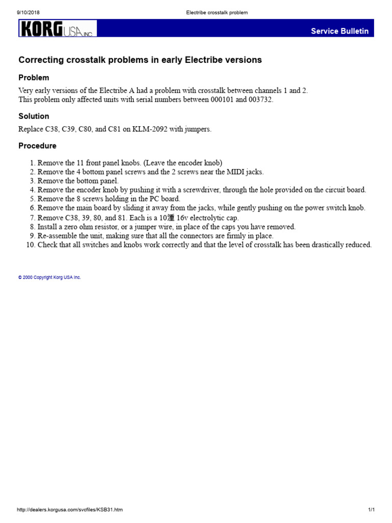 KSB31 Electribe Crosstalk Problem | PDF