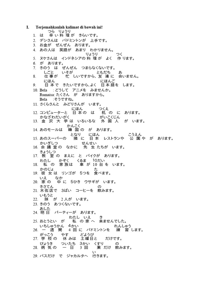 Shiken Bab 9-11 - Minna No Nihongo 1 | PDF