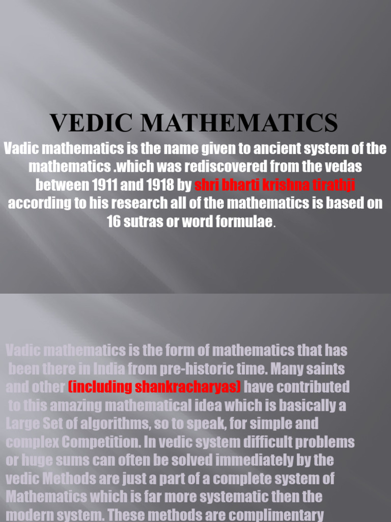 Vedic Mathematics | PDF | Mathematics | Vedas