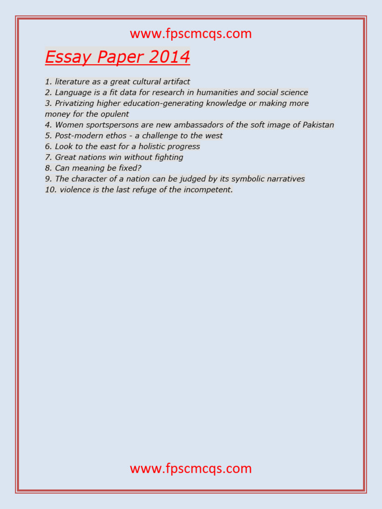 English CSS Essay Paper 2014 | PDF | Social Science